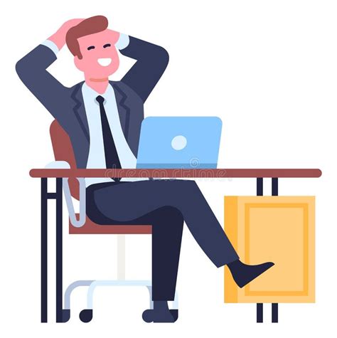 Cartoon Businessman Character Pose Manager In Formal Suit Office
