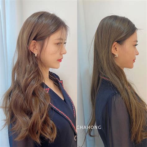 긴머리는 차홍룸 차인석 긴머리 비포앤에프터 축 늘어진 생머리에서 율동감과 생동감있는 굵은웨이브와 잔머리컷 그레이스펌 다가오는 여름에 밝고 화사하게 빛날 디자인을
