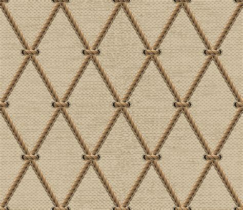 Seamless Geometric Pattern With Net Made Of Hemp Rope Texture Of Jute