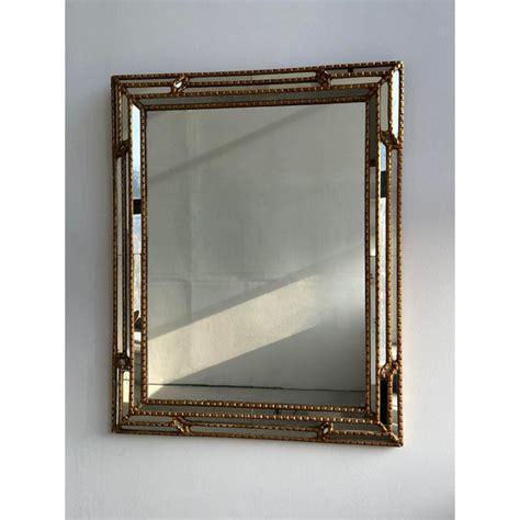 Vintage Hollywood Regency Era Multi Faceted Mirror With Gilt Detailing