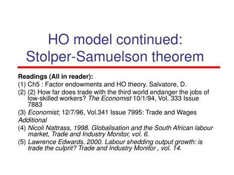 Ppt Ho Model Continued Stolper Samuelson Theorem Powerpoint