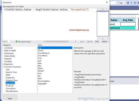 Ssrs Avg Function