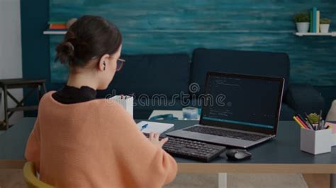 Young Woman Programming Binary Code On Laptop Screen Stock Footage Video Of Remote College