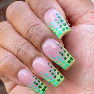Polka Dot French Tip Nails Square French Nails Kylie Nails Etsy