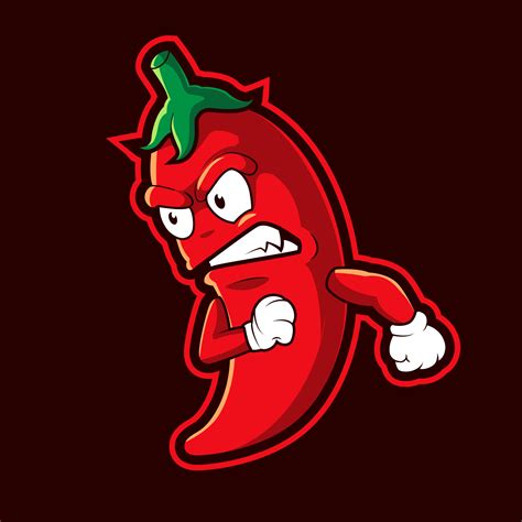 Chili Angry Mascot Logo Vector Illustration Concept 13980654 Vector Art