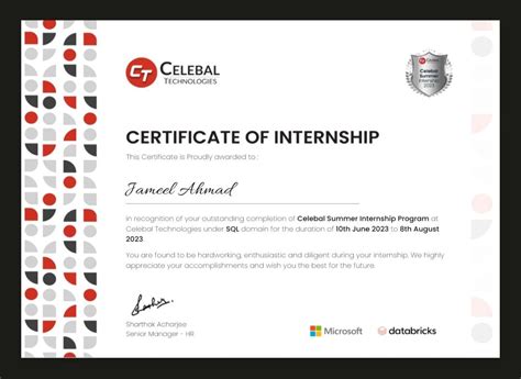 Jameel Ahmad On Linkedin Summerinternship Celebaltechnologies Sql