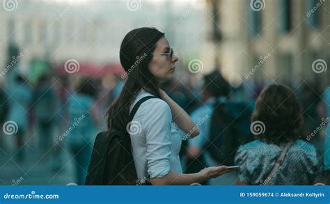 Girl On The Street Among The Crowd Of Passers By Photos In The Style
