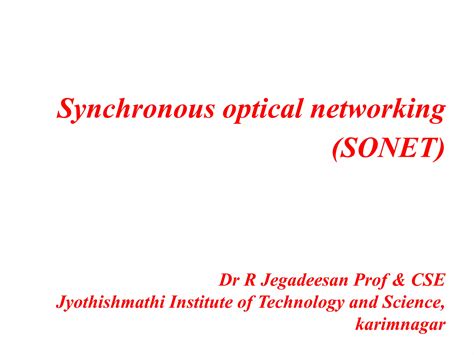 Synchronous Optical Networking Sonet Ppt