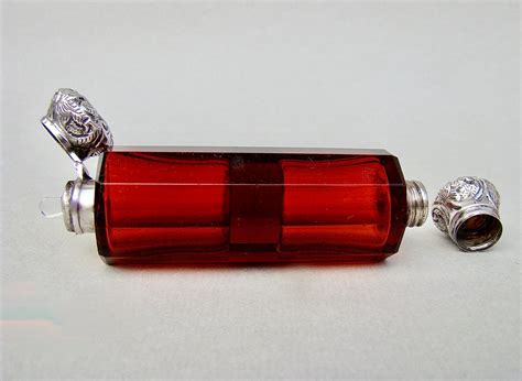 Victorian Silver Ruby Glass Double Ended Scent Bottle Circa 1890