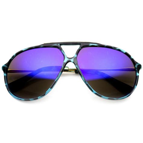 Large Retro Aviator Sunglasses With Flash Revo Lenses Zerouv