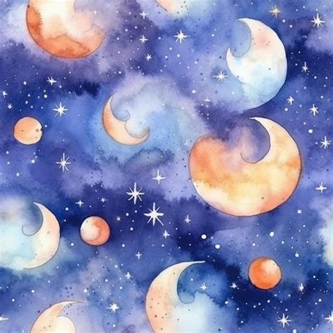 별과 달 생성 Ai가 있는 밤하늘 그림 프리미엄 사진