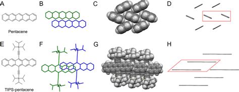 Pentacene And Tips Pentacene A E Molecular Structures B F