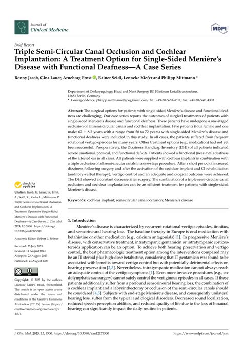 Pdf Clinical Medicine Triple Semi Circular Canal Occlusion And
