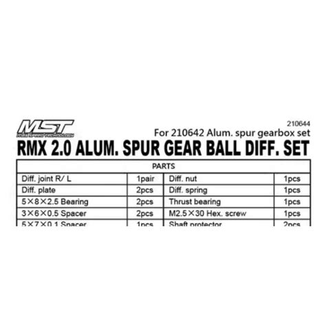 Mst Rmx 20 25 S 110 Rwd Rc Drift Spur Gearbox Metal Ball Different