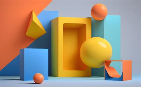 Premium Ai Image 3d Abstract Geometric Forms Minimal Scene With Geometrical Forms Generative Ai