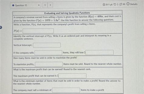 Solved Evaluating And Solvine Quadratic Functions A Comp