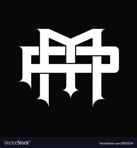 Pm Logo Monogram With Vintage Overlapping Linked Vector Image