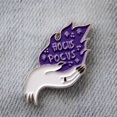 Hocus Pocus Enamel Pin Silver Witch Hand Magic Pagan Spell Etsy