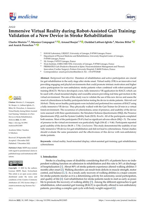 Pdf Immersive Virtual Reality During Robot Assisted Gait Training