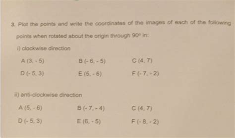Plot The Points And Write The Coordinates Of The Images Of Each Of The Fo