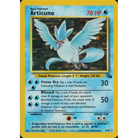Articuno 1999 Pokemon Fossil Unlimited 2 Holo R Pristine Auction