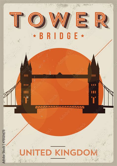 Tower Bridge Poster Illustration Stock Vector Adobe Stock