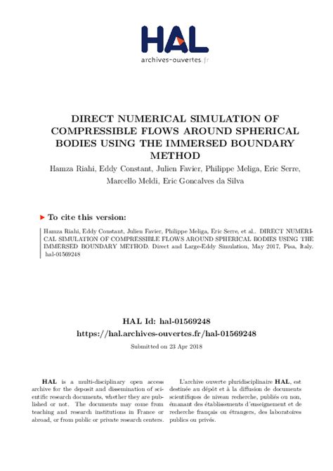Pdf Direct Numerical Simulation Of Compressible Flows Aroundspherical