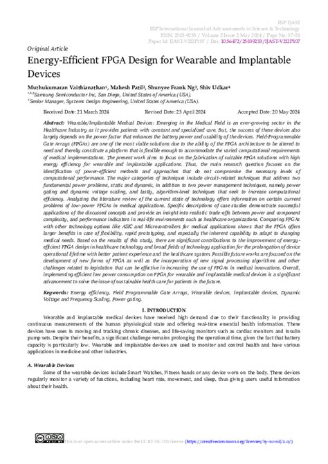 Energy Efficient Fpga Design For Wearable And Implantable Devices
