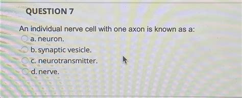 Solved QUESTION 7An Individual Nerve Cell With One Axon Is Chegg