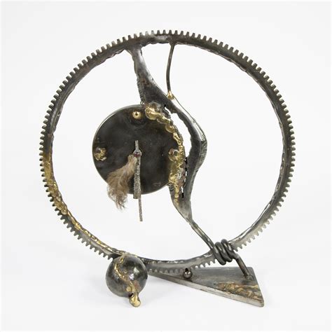 Lot Sculpture In Bronze And Metal With Clockwork