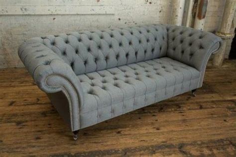 Jvmoebel 3 Sitzer Graue Chesterfield Couch Textil Polster Sitz Garnitur