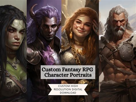 Custom DND Character Portrait Commission RPG Game Character Etsy
