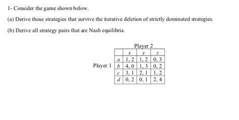 Solved 1 Consider The Game Shown Below A Derive Those