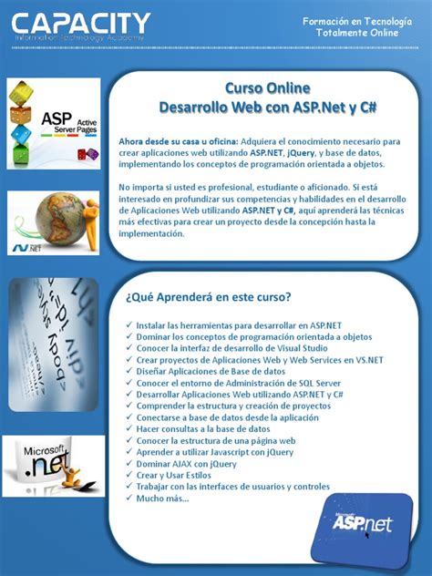 Brochure Capacity Curso Asp Online Pdf Aplicación Web Páginas Del