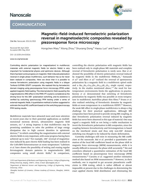 Pdf Magnetic Field Induced Ferroelectric Polarization Reversal In