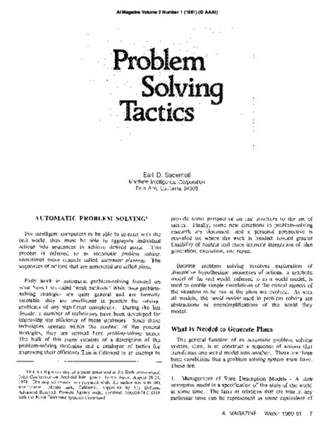 Pdf Problem Solving Tactics