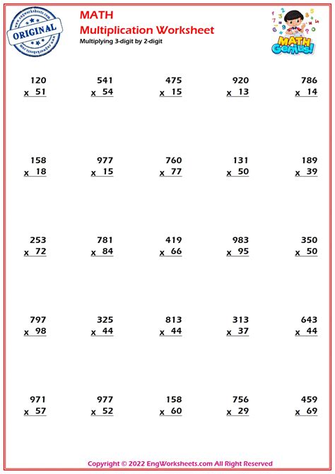 Multiplying 3 Digit By 2 Digits Worksheets And Exercise Engworksheets