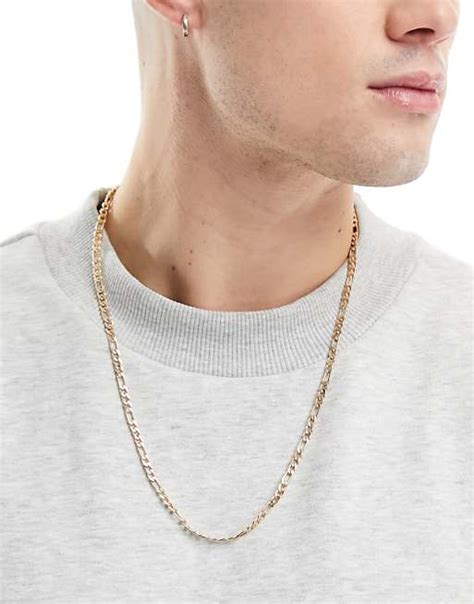 Wftw 3mm Figaro Chain Necklace In Gold Asos