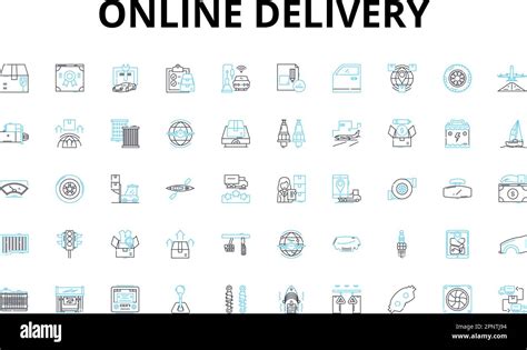 Online Delivery Linear Icons Set Convenience Speed Efficiency Accessibility Reliability