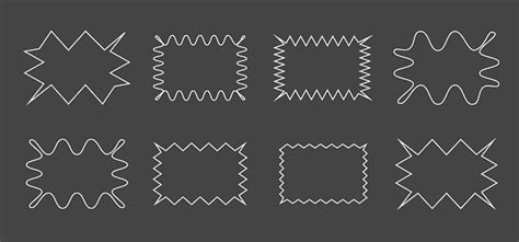 Set Of Torn And Wavy Frames Wave Curve Edge Shape Zig Zag Edge Rectangle Shape Set Hand Drawn