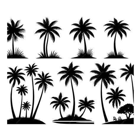 Palm Tree Silhouette Vector Set Premium Ai Generated Vector