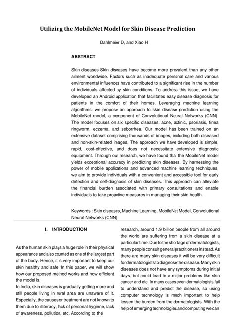 Pdf Utilizing The Mobilenet Model For Skin Disease Prediction