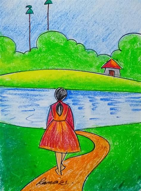 How To Draw Easy Scenery Drawing Beautiful Sunset Scenery Step By Step