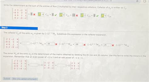Solved Write The Determinant As The Sum Of The Entries Of