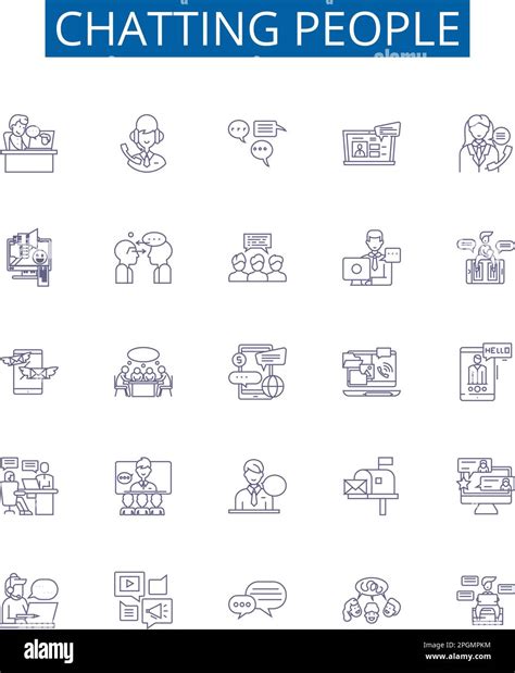 Chatting People Line Icons Signs Set Design Collection Of Conversing