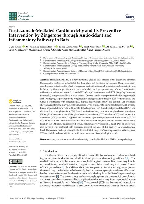 Pdf Trastuzumab Mediated Cardiotoxicity And Its Preventive