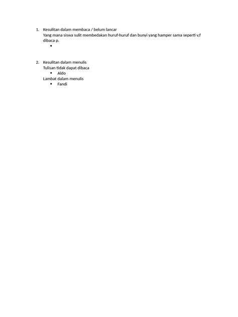 Kesulitan Dalam Membaca Kls7 | PDF