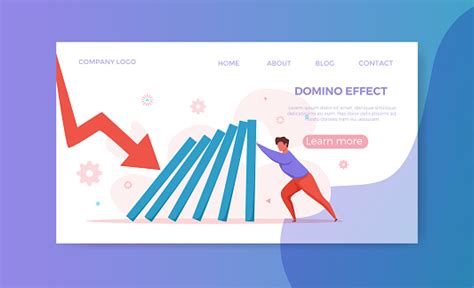 도미노 벡터 일러스트가 떨어지는 것에 대해 열심히 밀어내는 사업가의 도미노 효과 떨어지는 예방 갈등 중지 문제 해결 연쇄 반응