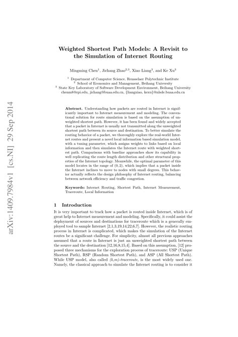 Pdf Weighted Shortest Path Models A Revisit To The Simulation Of Internet Routing