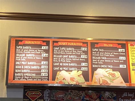 Super Taqueria Menu Authentic Mexican Flavors In Morgan Hill